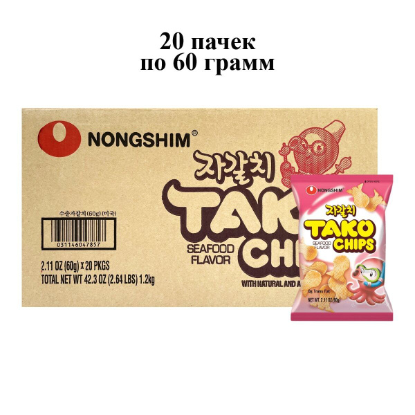 Чипсы Тако с морепродуктами Nongshim, 60 г x 20 шт - купить с доставкой ...