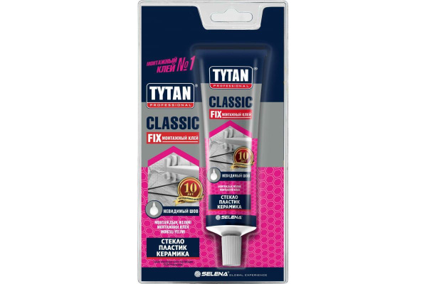 Монтажный клей Tytan Professional титан классик фикс 100 мл, прозрачный ...