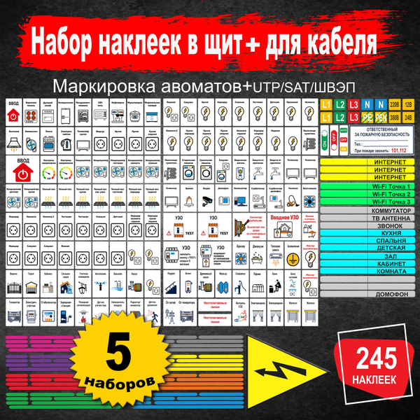 Маркировка для электрощитов более 95 модулей, наклейки под автоматы с ...