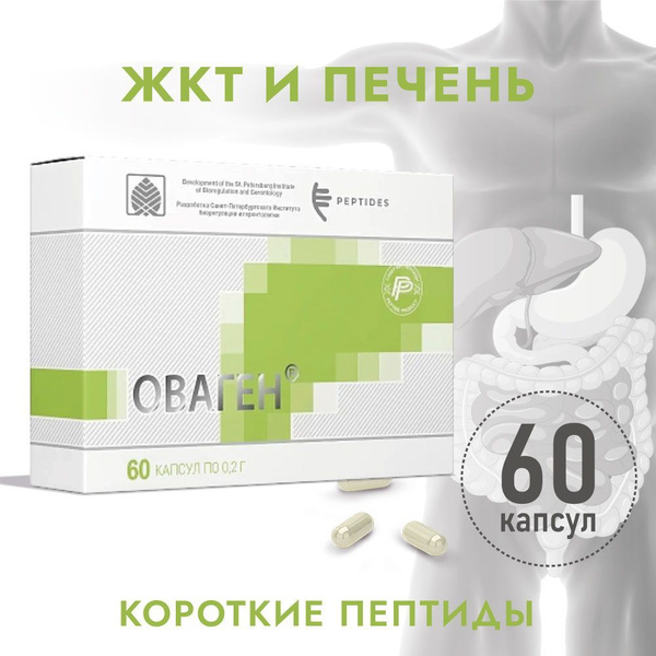 Оваген (Пептиды Хавинсона) пептид для печени и жкт, 60 капсул, бад для ...