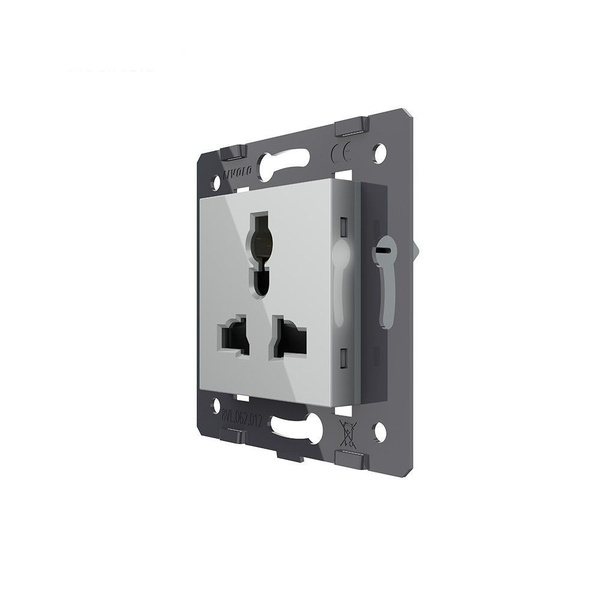 Розетка универсальная с заземлением защитными шторками 16A Livolo, цвет ...