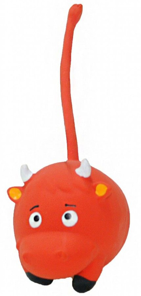HOMEPET Игрушка для собак Бычок с длинным хвостом, с пищалкой, латекс ...