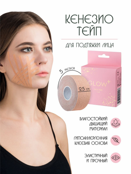 GLOW CARE Кинезиотейп для лица / подтяжка овала лица / от морщин ...