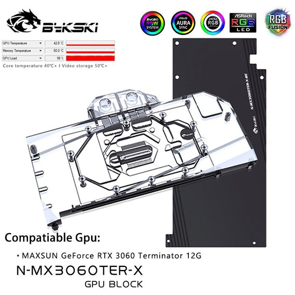 Bykski MAXSUN Graphics Water Block для карты GeForce RTX3060 Terminator ...