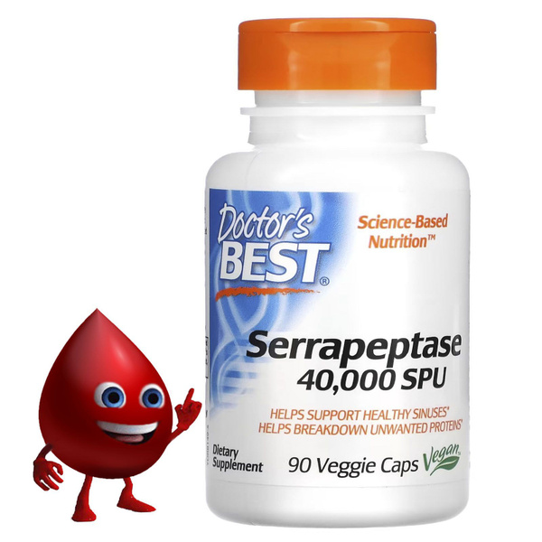 СЕРРАПЕПТАЗА Doctor's Best 40000 SPU 90 вегетарианских капсул - купить ...