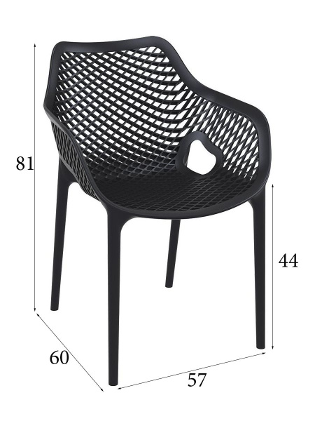 Кресло садовое для дачи, обеденное, уличное, пластиковое Air XL, черное ...