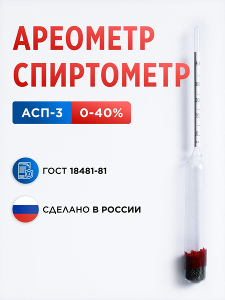 Спиртометр (ареометр) АСП-3, 0-40% - купить с доставкой по выгодным ...