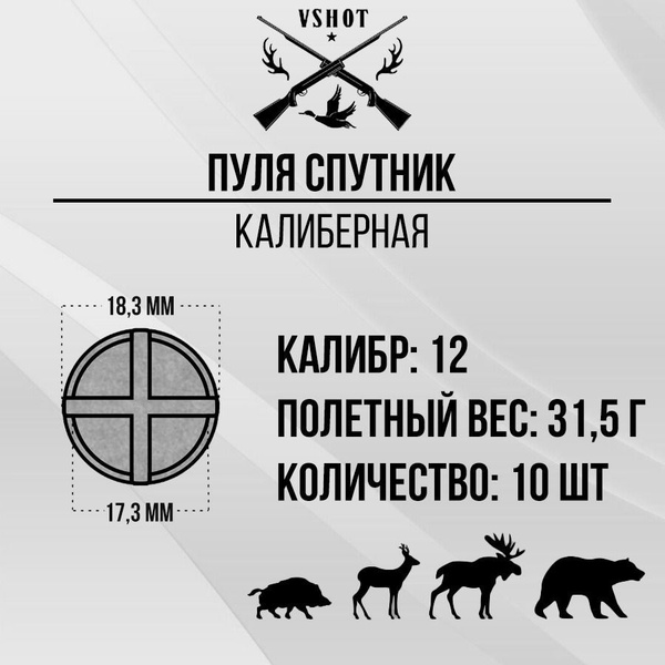 Пуля 12 калибра - СПУТНИК калиберная 10шт - купить с доставкой по ...