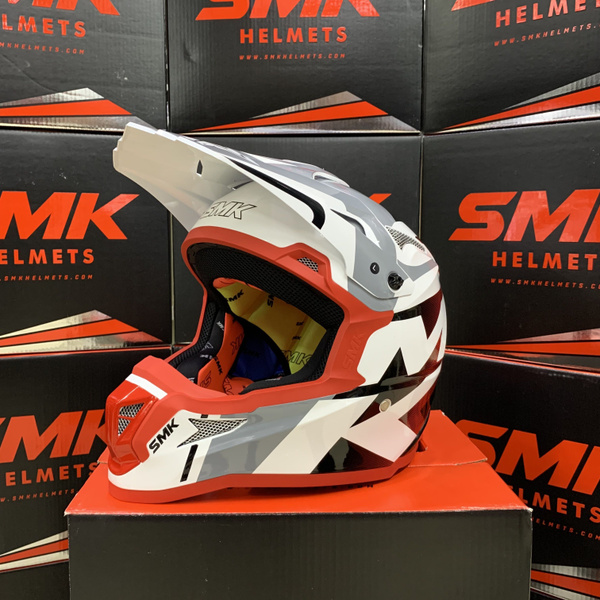 Мотошлем кроссовый SMK ALLTERRA X-POWER, цвет белый/серый/черный (S ...