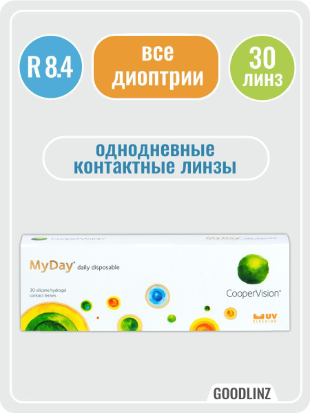 CooperVision Контактные линзы MyDay Daily Disposable, 30 шт., -6.00 / 8 ...