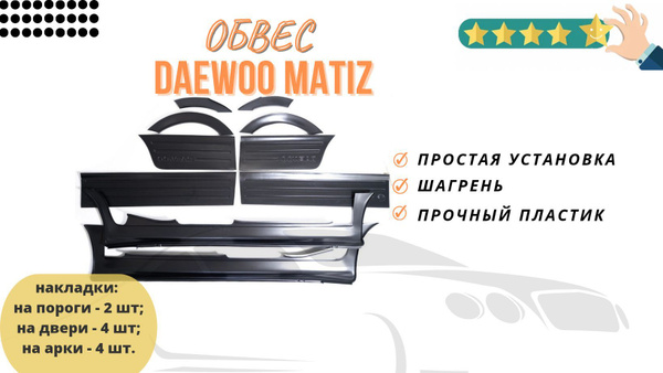 Накладки на пороги, двери, колесные арки Обвес Daewoo Matiz Дэу Матиз ...