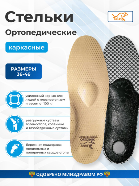 Стельки ортопедические Talus с наружным каркасом от плоскостопия, от ...