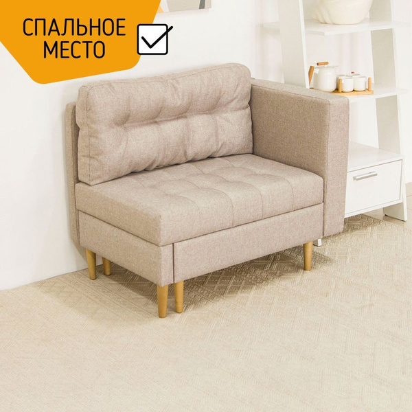 Диван-кровать Лея 106 правый_Alex Plain 10 бежевый, механизм Еврокнижка ...