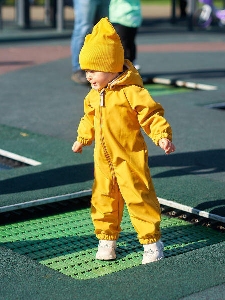 Утепленный не промокаемый комбинезон из софшела, горчичный,98(92-98),511, Мальчики, размер 98 ...