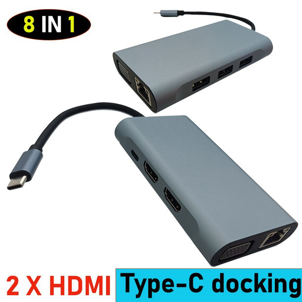 Многопортовый концентратор Type-C, док-станция USB C, 2x база HDMI для ...
