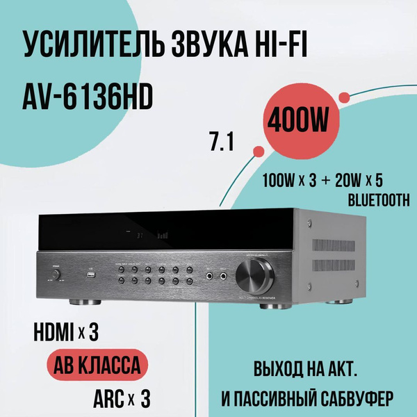 Усилитель звука Hi-Fi AV-6136 HD/ Музыкальный центр купить на OZON по ...