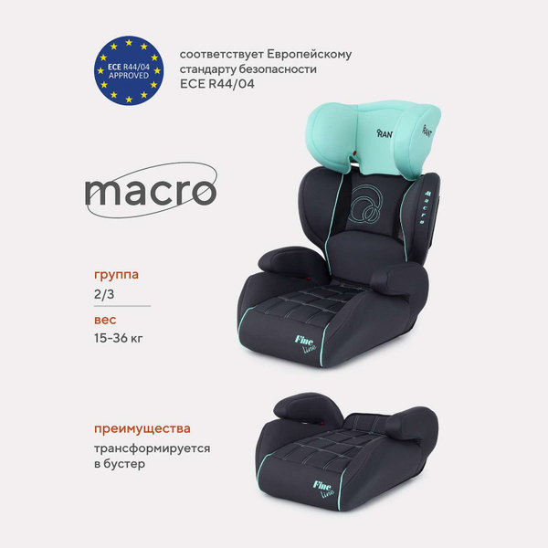 Автокресло Rant MACRO 1020 группа 2-3 15-36кг. lake blue/бирюза - купить с доставкой по выгодным ...