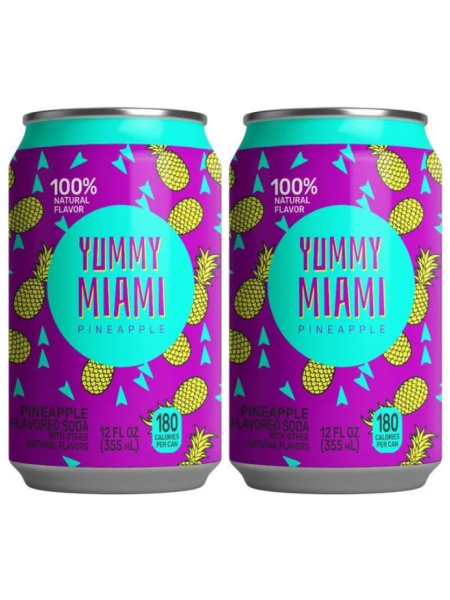 Газированный Напиток Yummy Miami Pinapple 2 шт по 355мл, США х 2шт ...