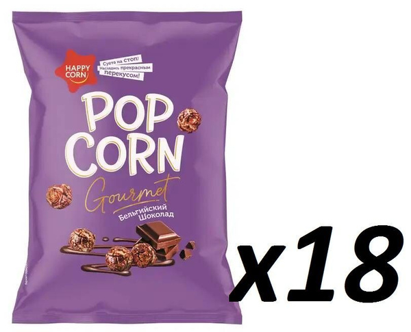 Happy Corn Воздушная кукуруза со вкусом Бельгийский шоколад 140 гр./18 ...