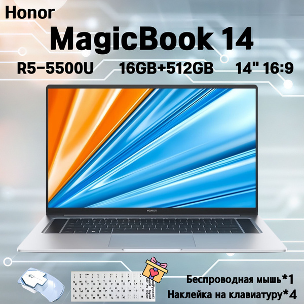 Ноутбук Honor Magic book14, черный матовый, серебристый купить по низкой цене: отзывы, фото ...