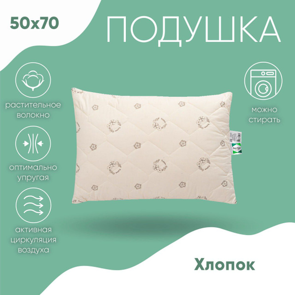 Подушка Sortex, 50x70 см, наполнитель Хлопковое волокно ...