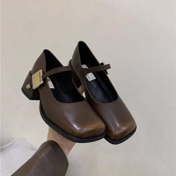 Туфли Женский Miu Miu Синтетическая кожа размер 37 Танкетка Мэри Джейн Италия Пряжка Толстая