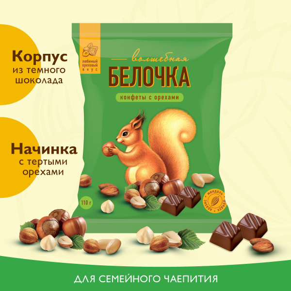 Конфеты "Волшебная Белочка" шоколадные (пакет), 110г - купить с ...