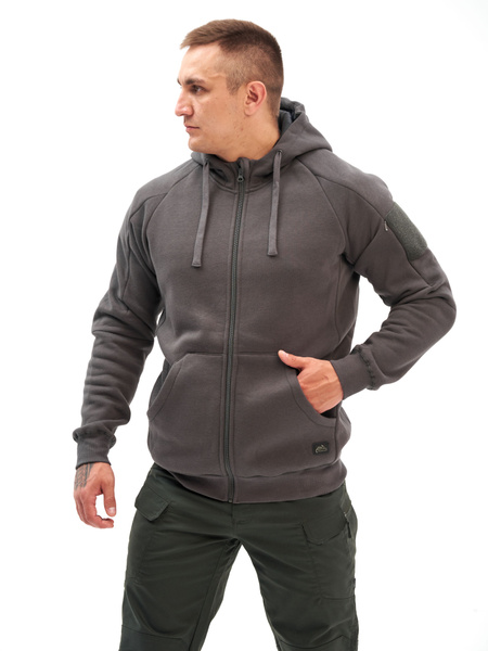 Толстовка Мужской Helikon-Tex Капюшон, Карманы серый Молния Хлопок ...
