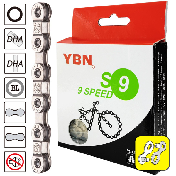 Велосипедная цепь YBN S9-S2, 1/2"x11/128", 116 звеньев, 9 скоростей ...