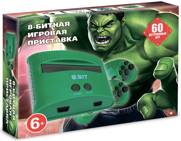 Игровая приставка 8 bit Hulk 60 в 1 + 60 встроенных игр + 2 геймпада ...