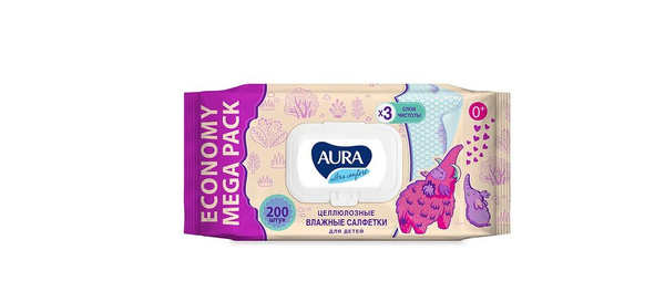 Влажные салфетки AURA Ultra Comfort 200шт big-pack с крышкой - купить с ...
