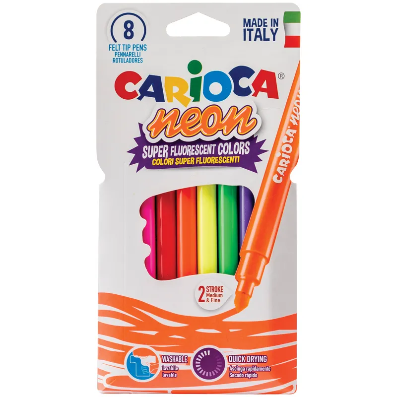 Фломастеры Carioca Neon 42785 8цв. коробка с европодвесом - купить с ...