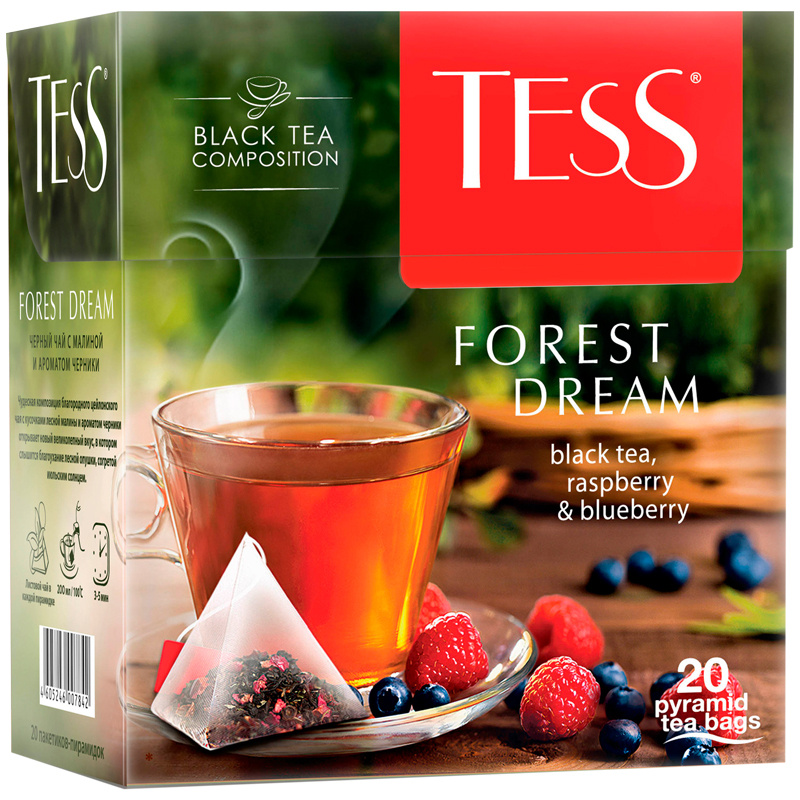 Чай Tess "Forest Dream", черный, лесные ягоды, 20 пакетиков-пирамидок ...