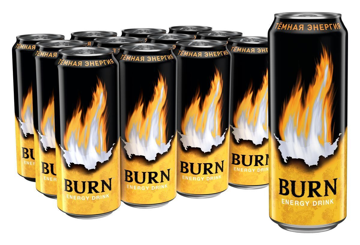 Burn Темная энергия энергетический напиток 449 мл 12 шт / Бёрн желтый ...