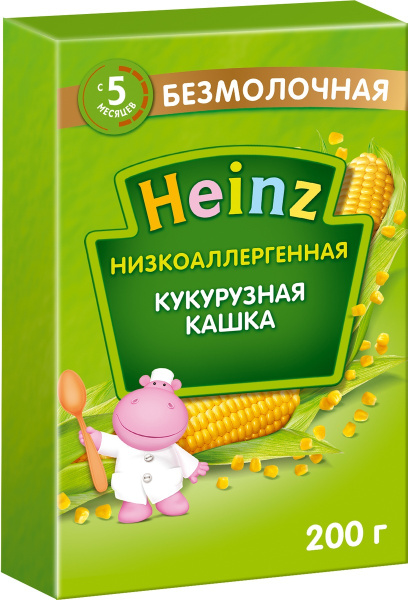Каша кукурузная детская Heinz с 5 месяцев, безмолочная, сухая, 200 г ...