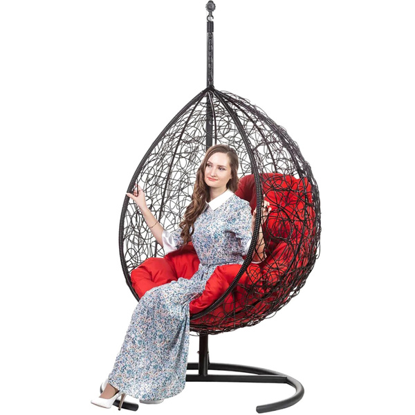 Подвесное кресло садовоех105х195 см, Bigarden Tropica-черный/красный ...