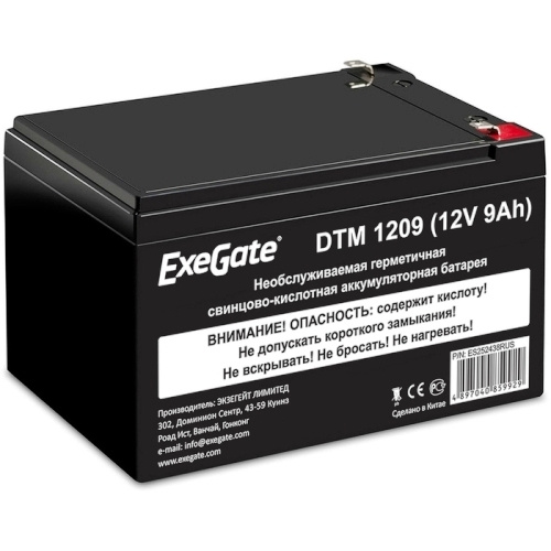 Аккумуляторная батарея для ИБП Exegate DTM 1209 12В 9.0 А/ч клеммы F1 ...