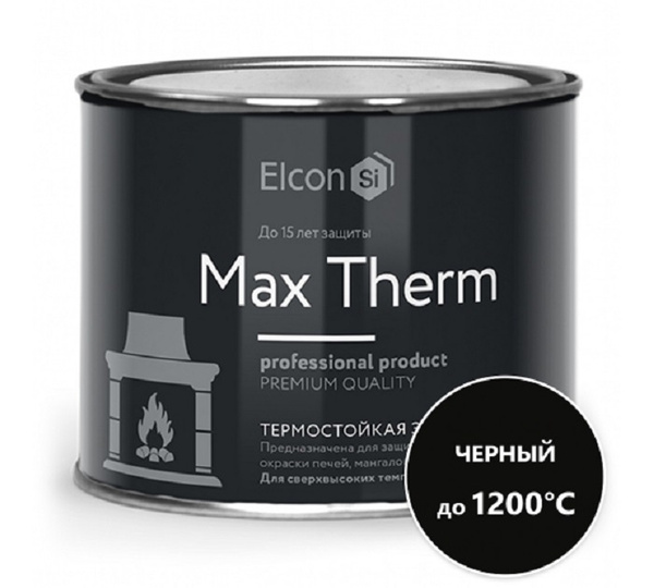 Эмаль Elcon Max Therm (25 кг) Термостойкая, Кремнийорганическая, Матовое покрытие, черный ...