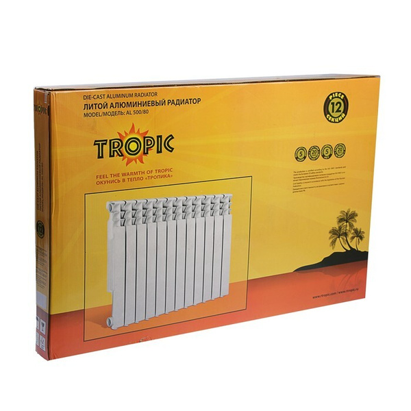 Секционный радиатор Tropic Радиатор "Tropic" 500х80 алюминиевый, 10 ...