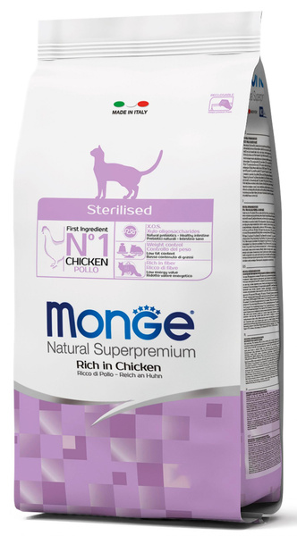Корм Monge Sterilised Chicken для стерилизованных кошек, с курицей, 1.5 ...