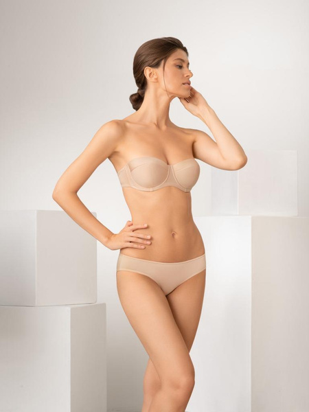 Бюстгальтер Женский millena балконет, размер 75C бежевый Повседневный Россия Крючки Однотонный ...