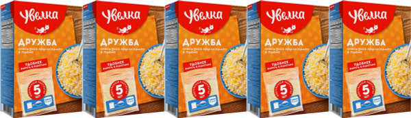 Смесь круп Увелка Дружба рис и пшено в пакетиках 80 г х 5 шт (400 г ...