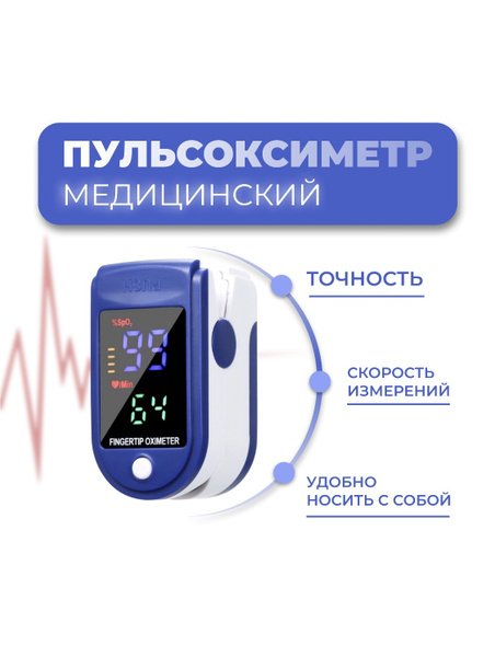Пульсоксиметр/Пульсоксиметр медицинский на палец/Пульсометр/Сатуратор ...