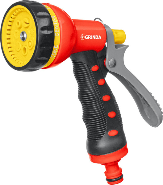 Пистолет для поливаи GRINDA T-7 пластиковый с TPR, 7 режимов, курок ...