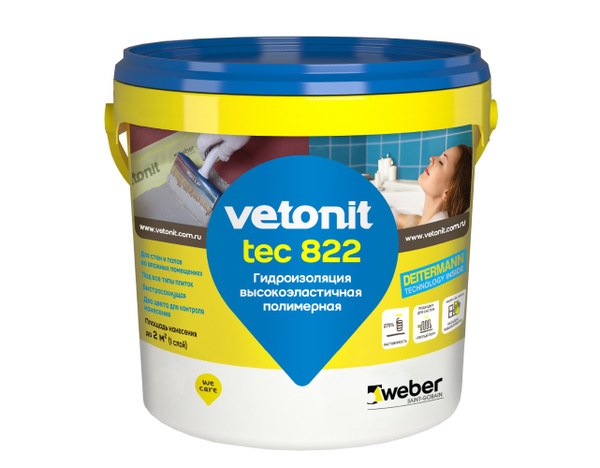 Мастика гидроизоляционная vetonit weber.tec 822, серая, 1,2 кг - купить ...