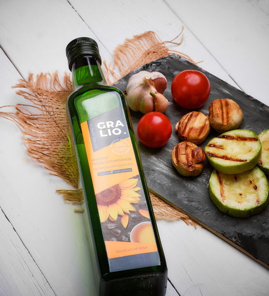 Масло подсолнечное нерафинированное "GRALIO", холодный отжим, высший ...