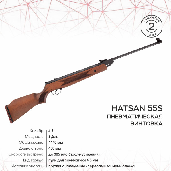 Пневматическая винтовка Hatsan Винтовка пневм. Hatsan_55S_55S, калибр 4 ...