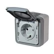 Legrand 69733 PLEXO IP55 Розетка силовая 2К+З 16А с крышкой и со шторками-Серая купить на OZON ...