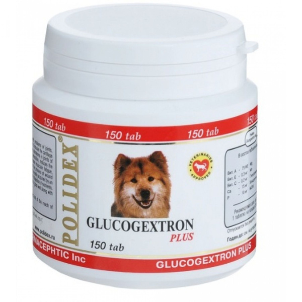 Polidex Glucogextron plus Витамины для собак для суставов, 150 таб ...