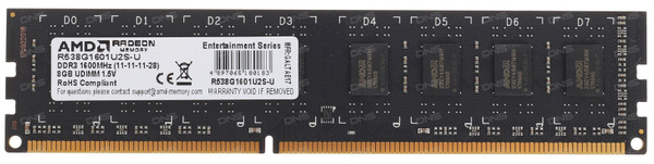 Модуль оперативной памяти AMD DDR3 1x1 ГБ (R538G1601U2S-U) - купить по ...
